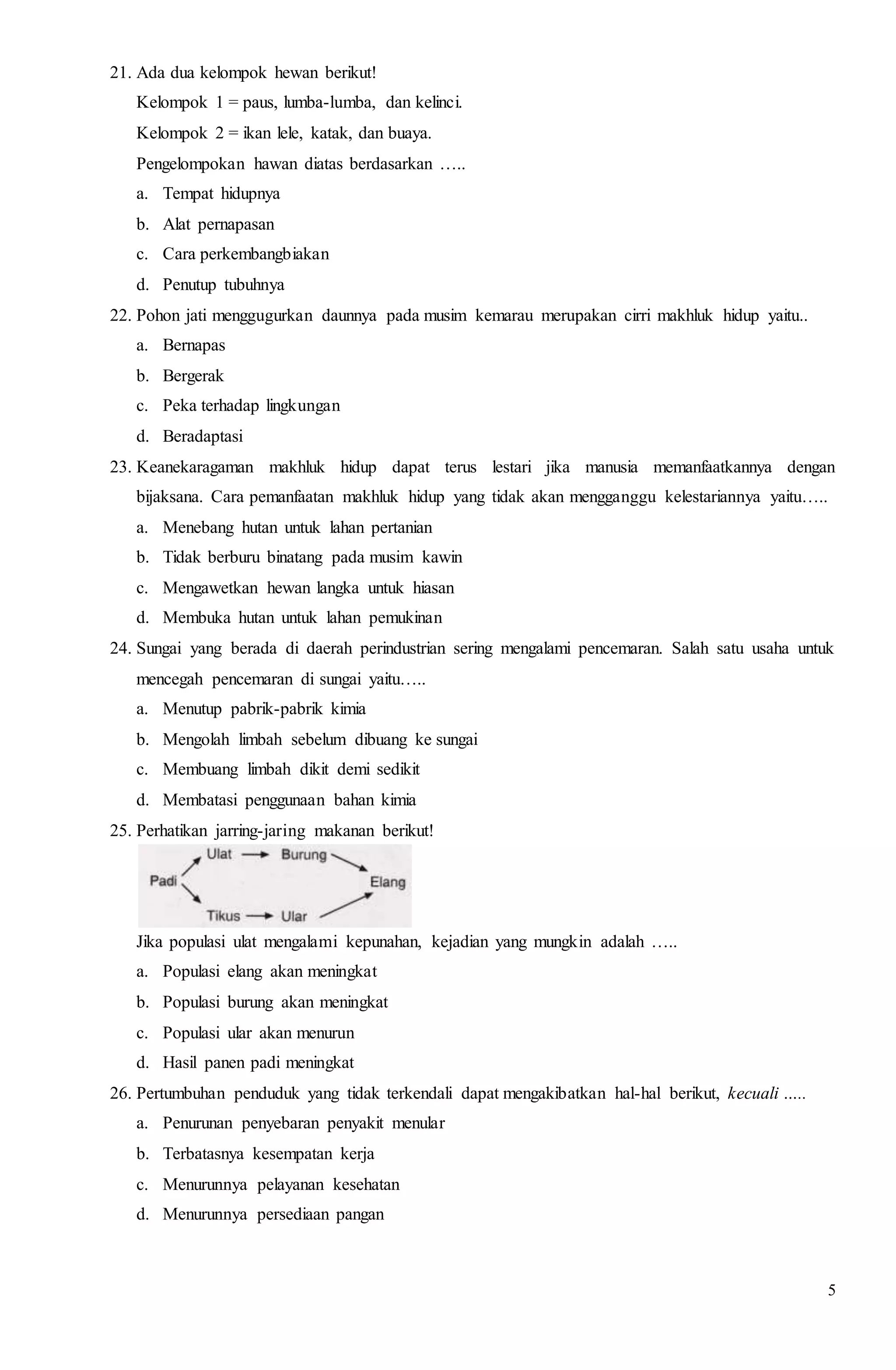 Soal try out IPA SMP/MTs dan Kunci Jawaban | PDF