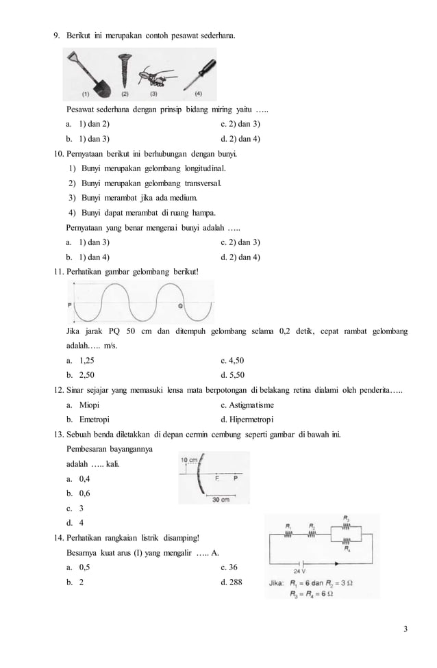 Soal try out IPA SMP/MTs dan Kunci Jawaban | DOCX