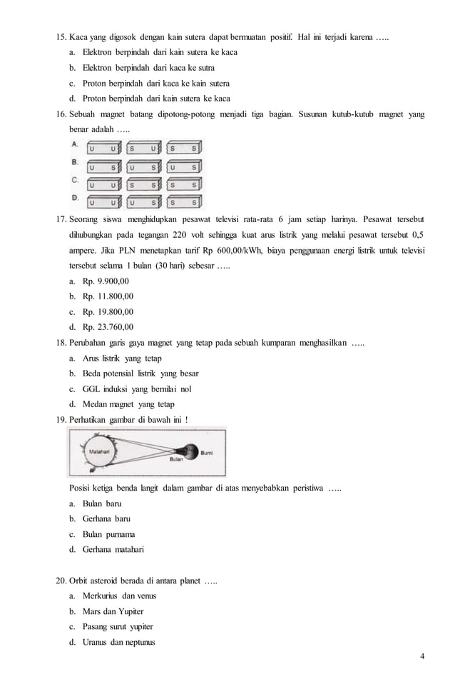 Soal try out IPA SMP/MTs dan Kunci Jawaban | PDF