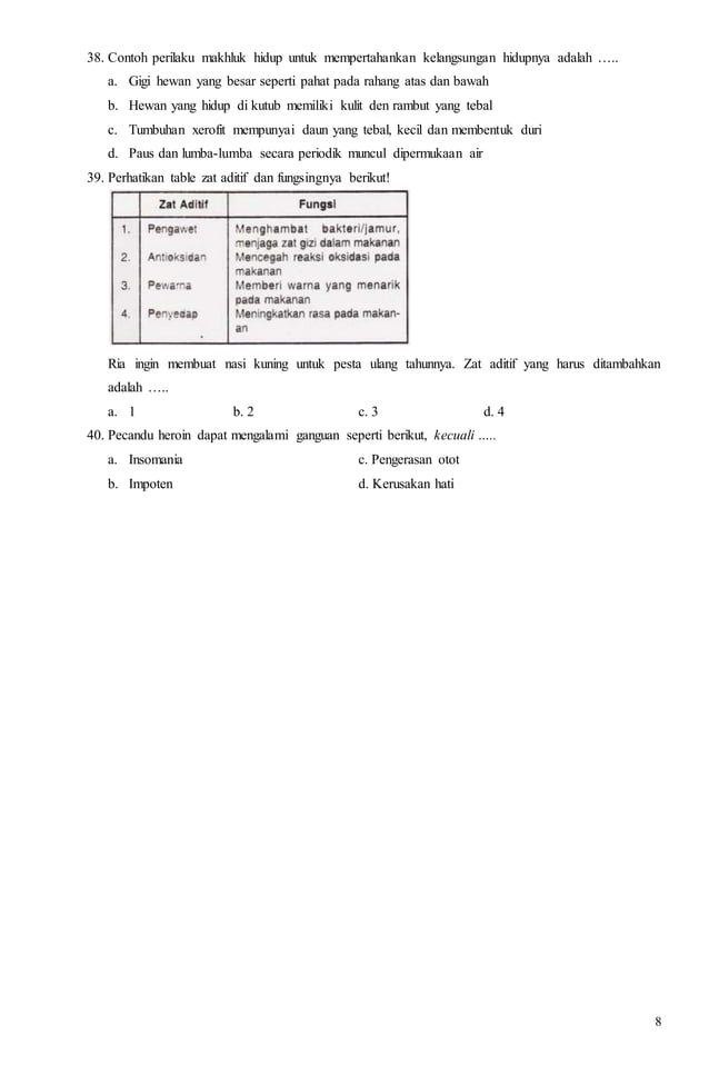 Soal try out IPA SMP/MTs dan Kunci Jawaban | DOCX