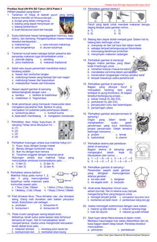 Soal try out UN IPA SD Muhammadiyah Banjaran Tahun 2012 Paket | DOCX