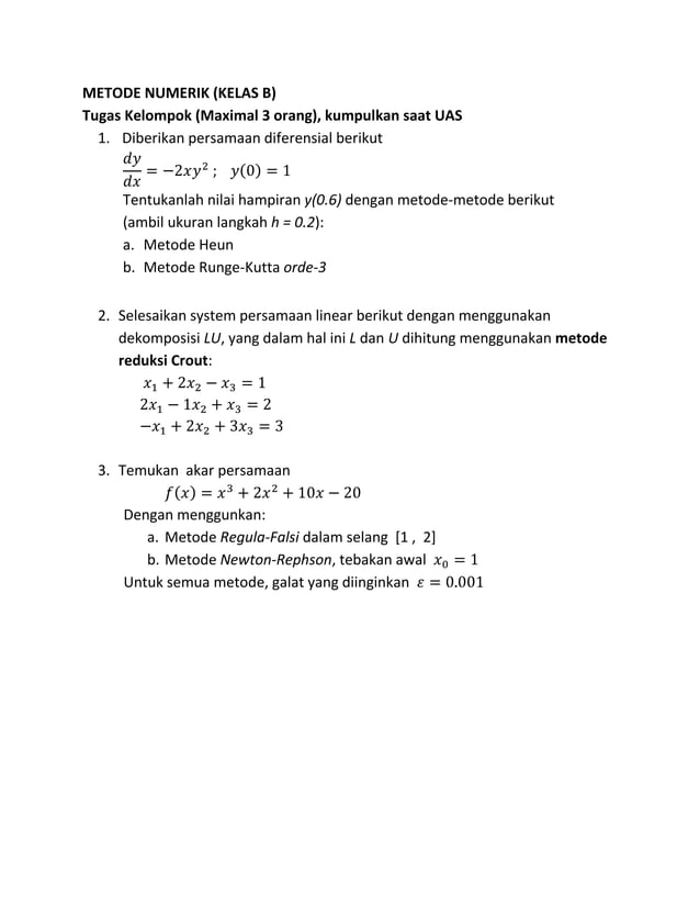 Soal tugas kelompok | DOCX