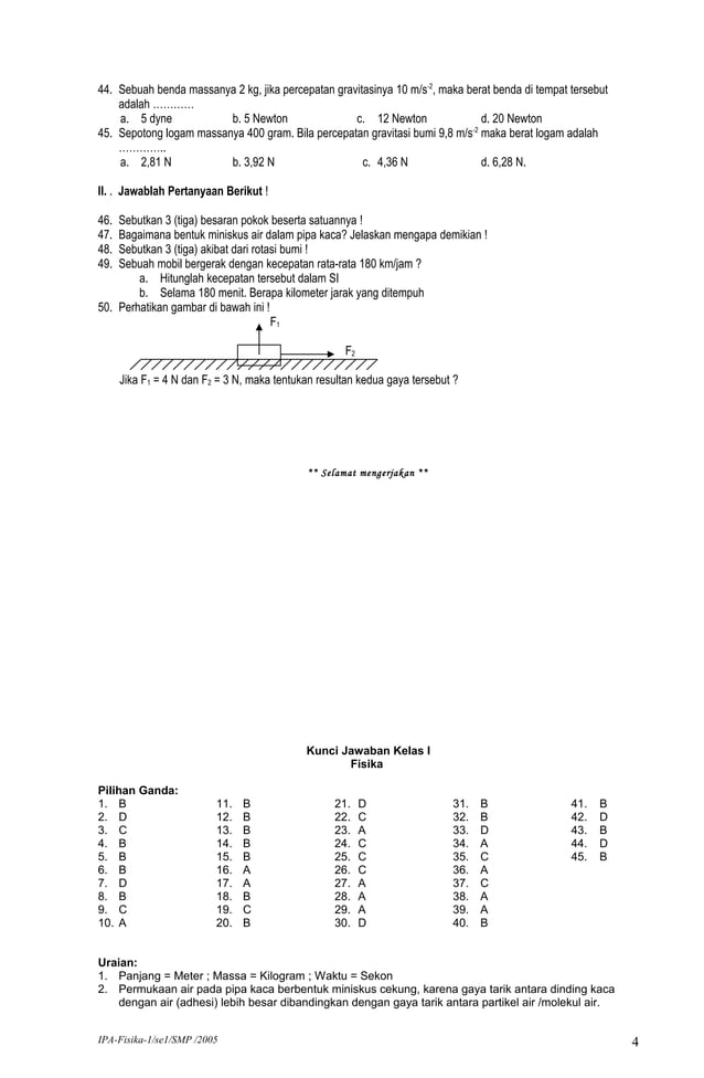 Soal uas 1 IPA SMP | PDF