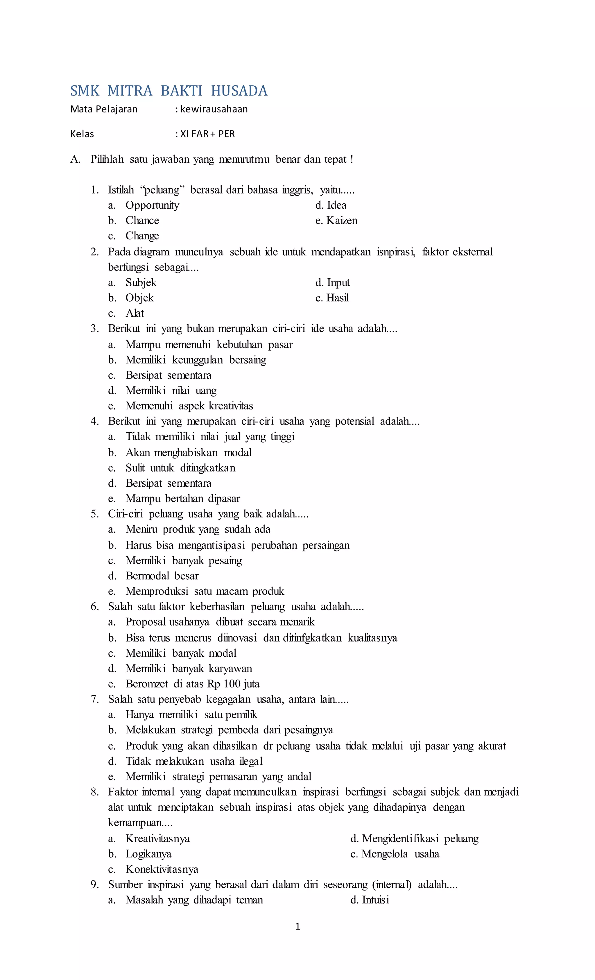 Soal uas1 kwu xi 17 18 | DOCX