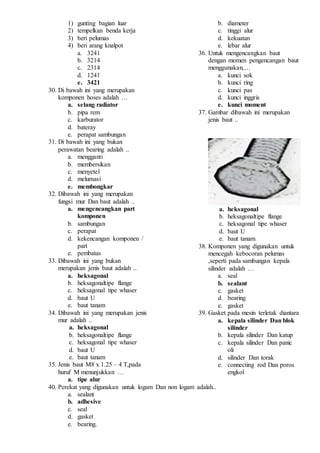 Soal PDO UAS KELAS X TOKR /OTOMOTIF | DOCX