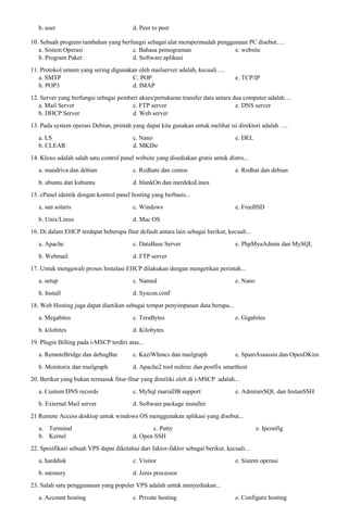 Soal Administrasi Sistem Jaringan pilihan ganda | DOCX