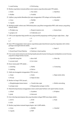 Soal Administrasi Sistem Jaringan pilihan ganda | DOCX