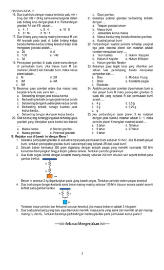 Soal uas fisika xi 16 17 | PDF