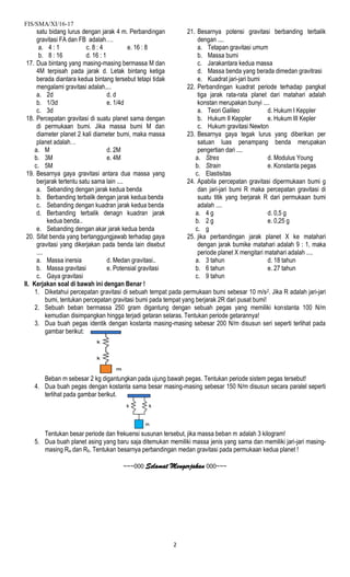 Soal uas fisika xi 16 17 | PDF