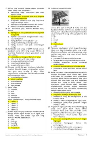 Soal uas geografi kelas xi iis genap 2014 2015 + kunci | PDF