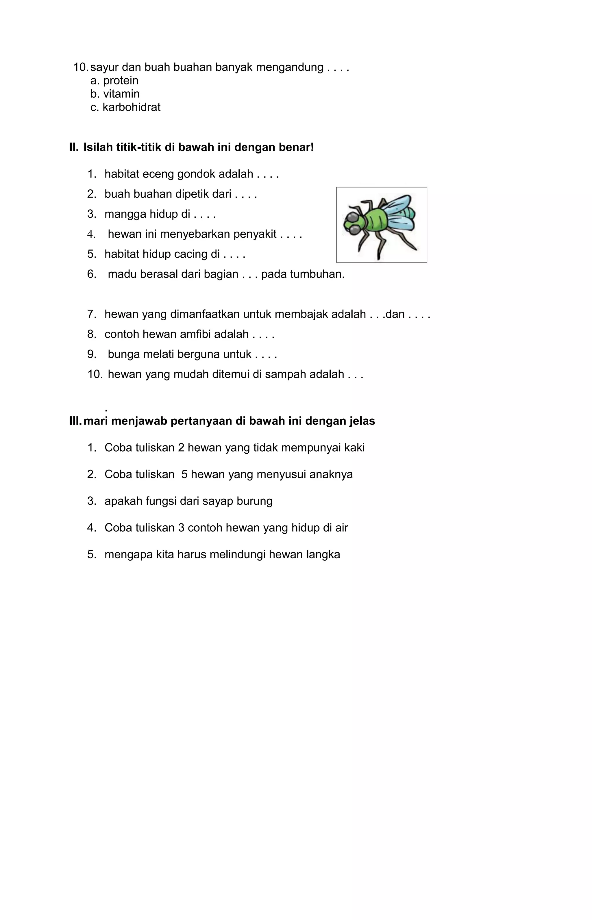 Soal uas ipa kelas 2 smtr 1 | DOC