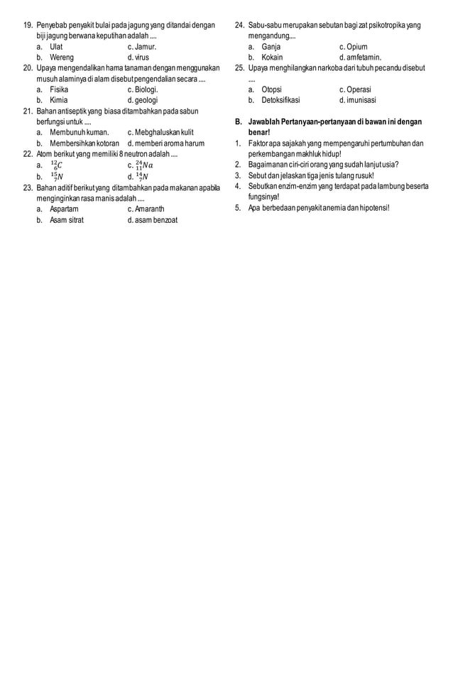 Soal uas ipa kelas 8 16 17 | PDF