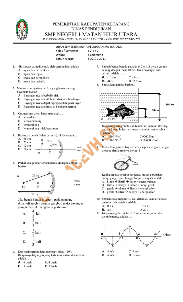 Soal uas ipa kls 8 smt 2 | PDF