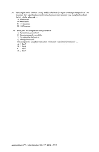 Soal IPA uas kelas 9 sem2 th 2012-2013 | PDF