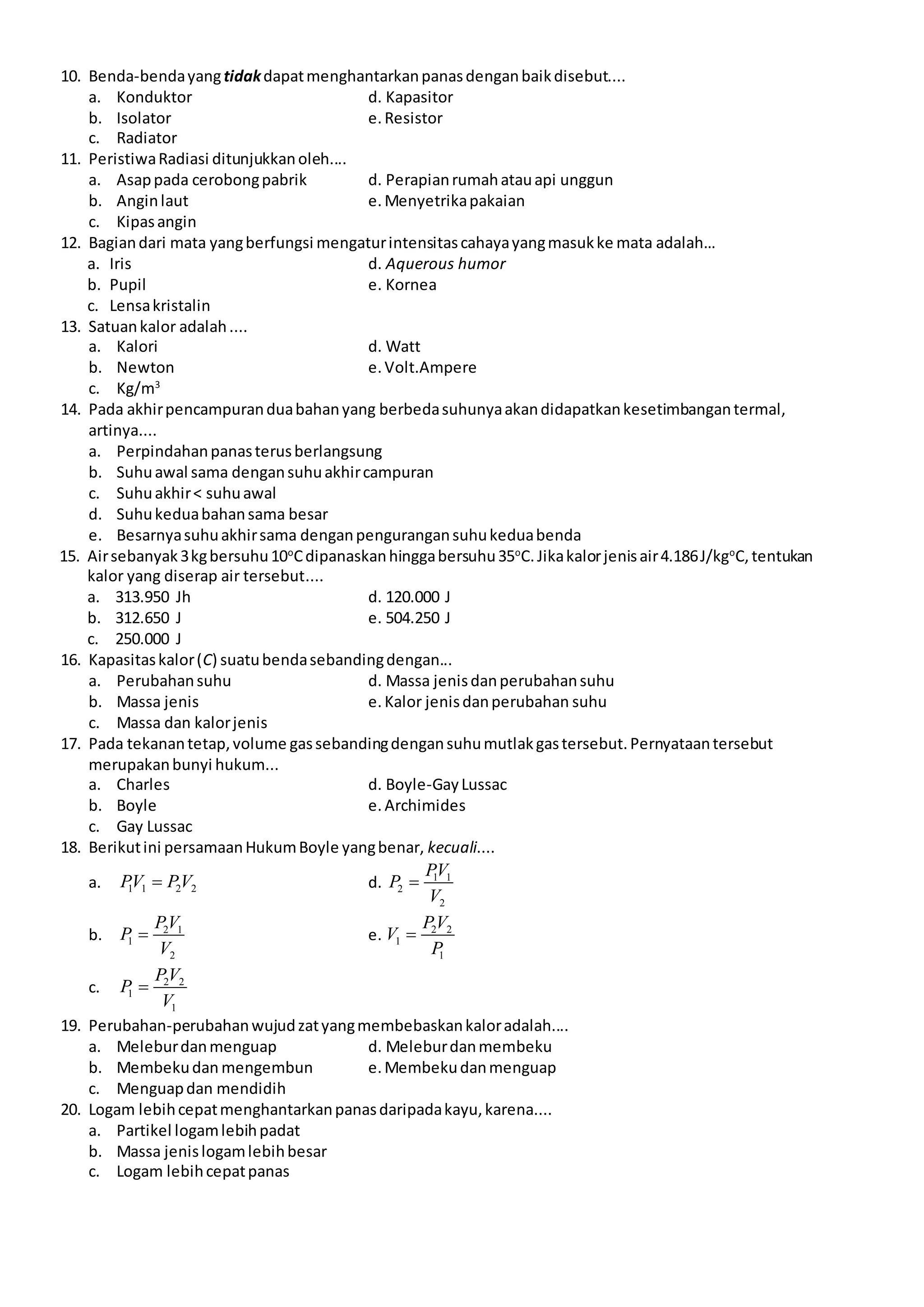Soal uas fisika kelas x semester genap tahun 2014 | DOCX