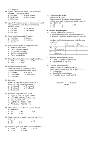 Soal uas kimia 2012 13 | PDF