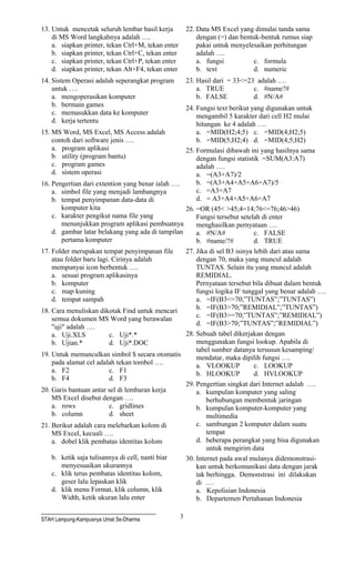 Soal uas komputer 2017 | PDF