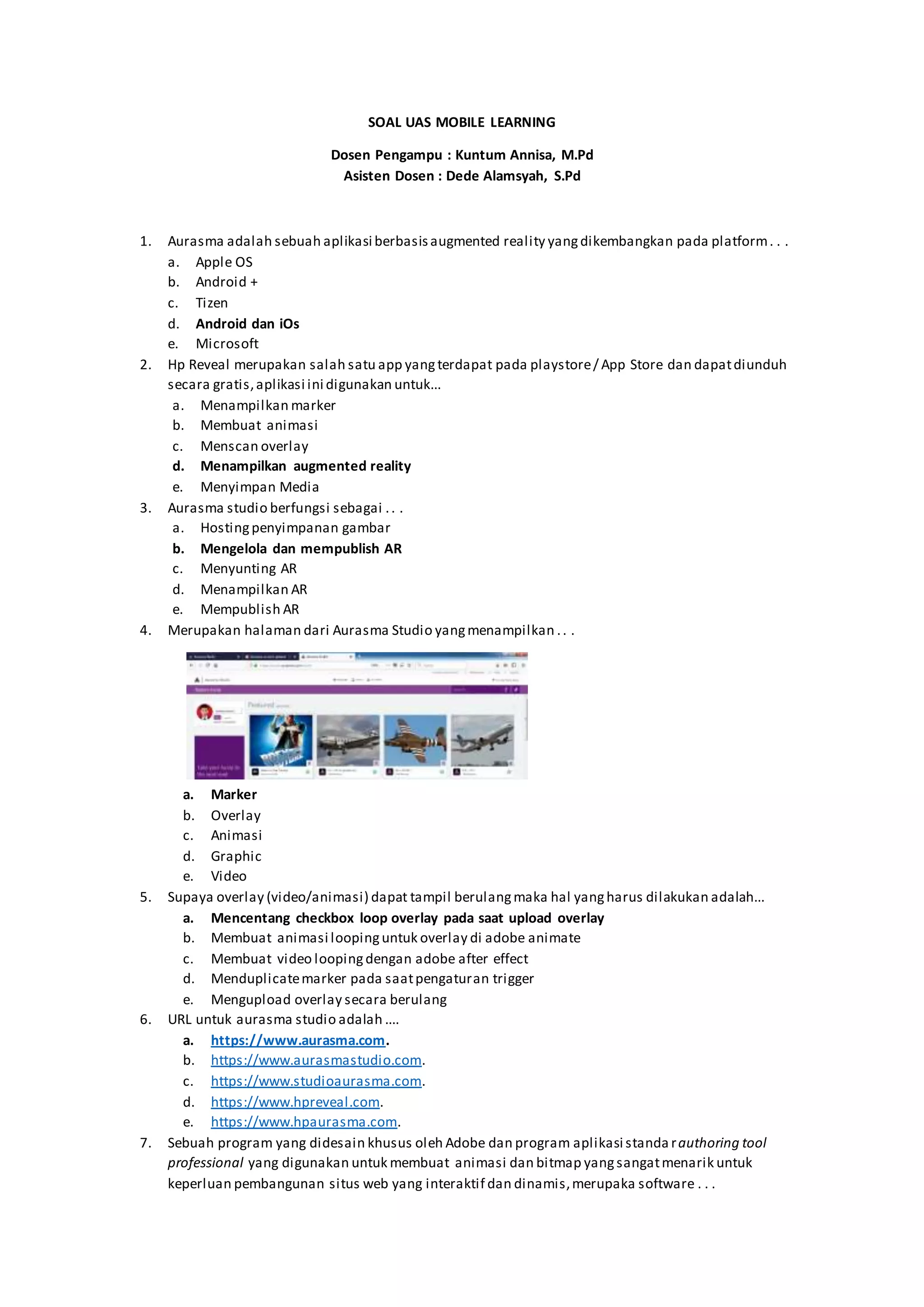 Soal uas mobile learning | PDF