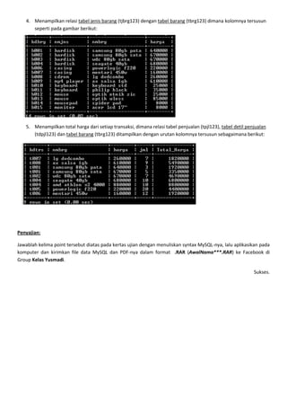 Soal uas my sql yusmadi | PDF