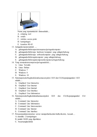Soal UAS sistem operasi jaringan 1 | PDF