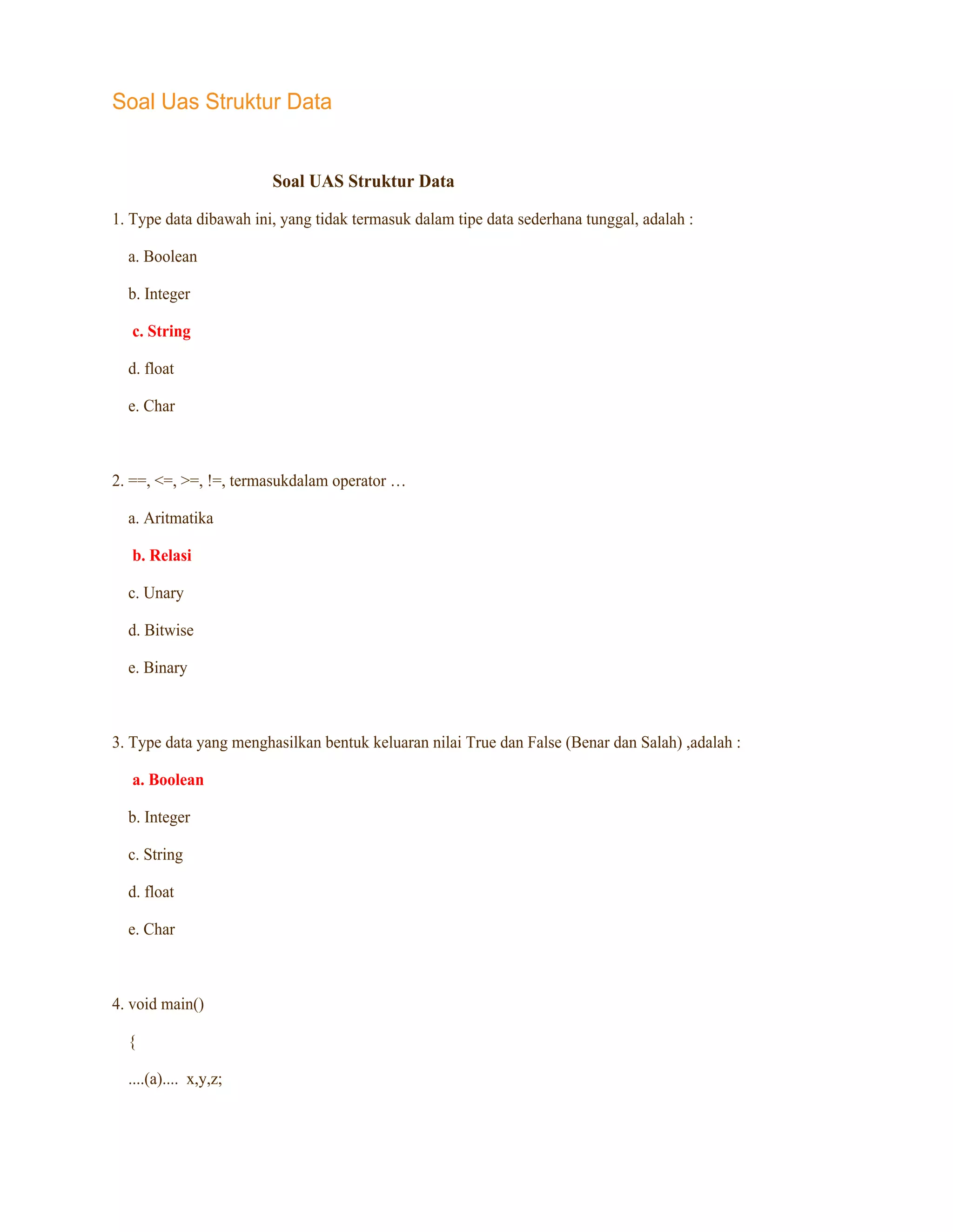 Soal uas struktur data | PDF