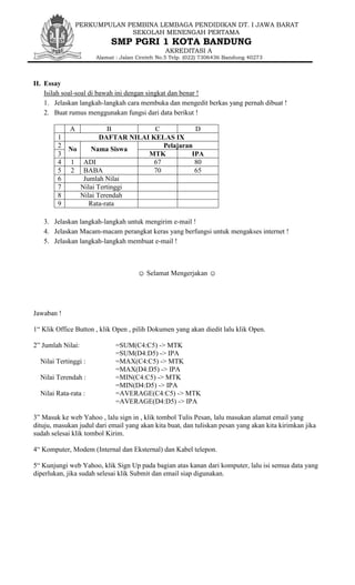 SOAL UAS TIK IX SMP 2011-2012 | PDF