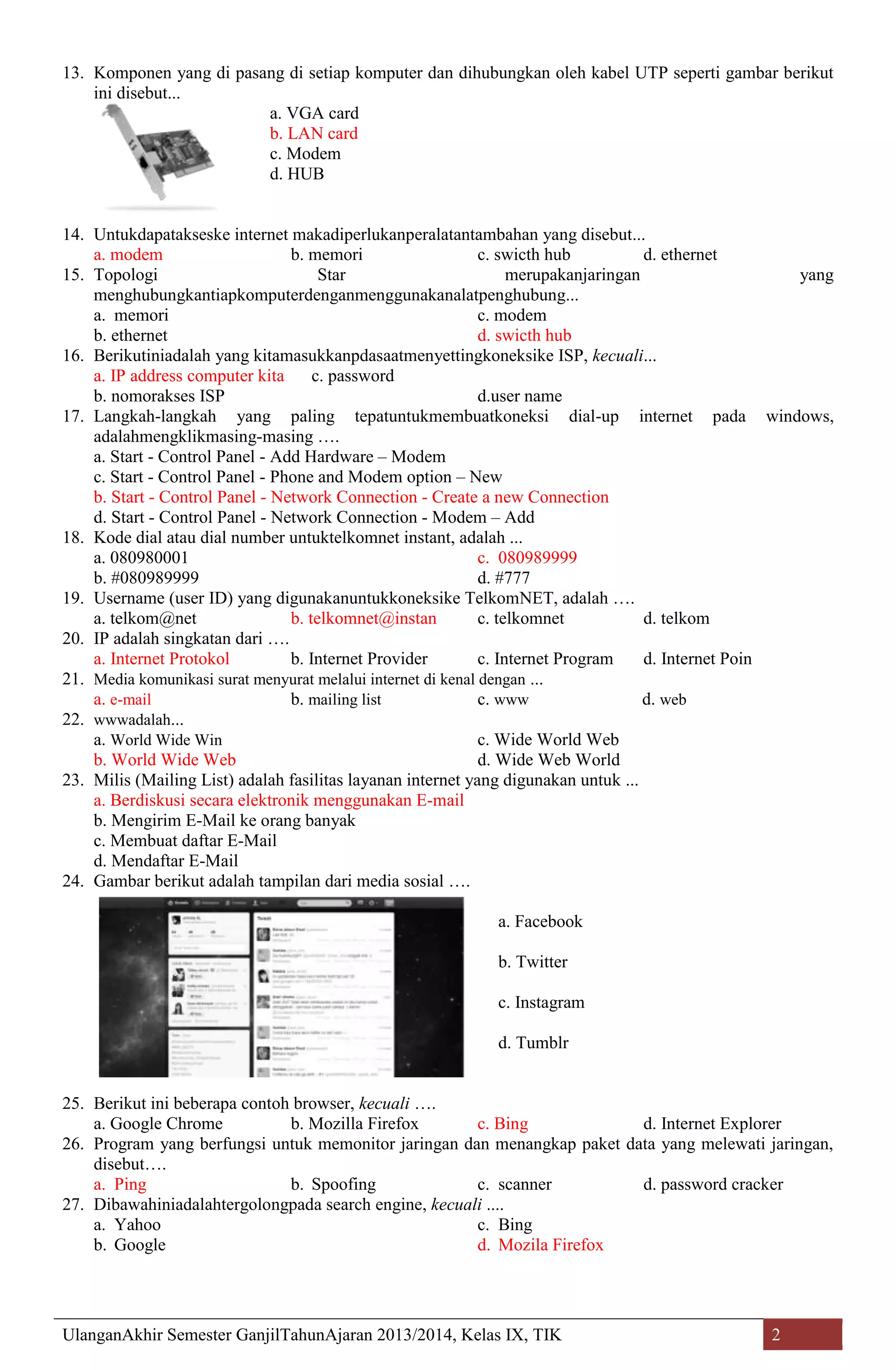 Soal uas tik kelas 9 | DOCX
