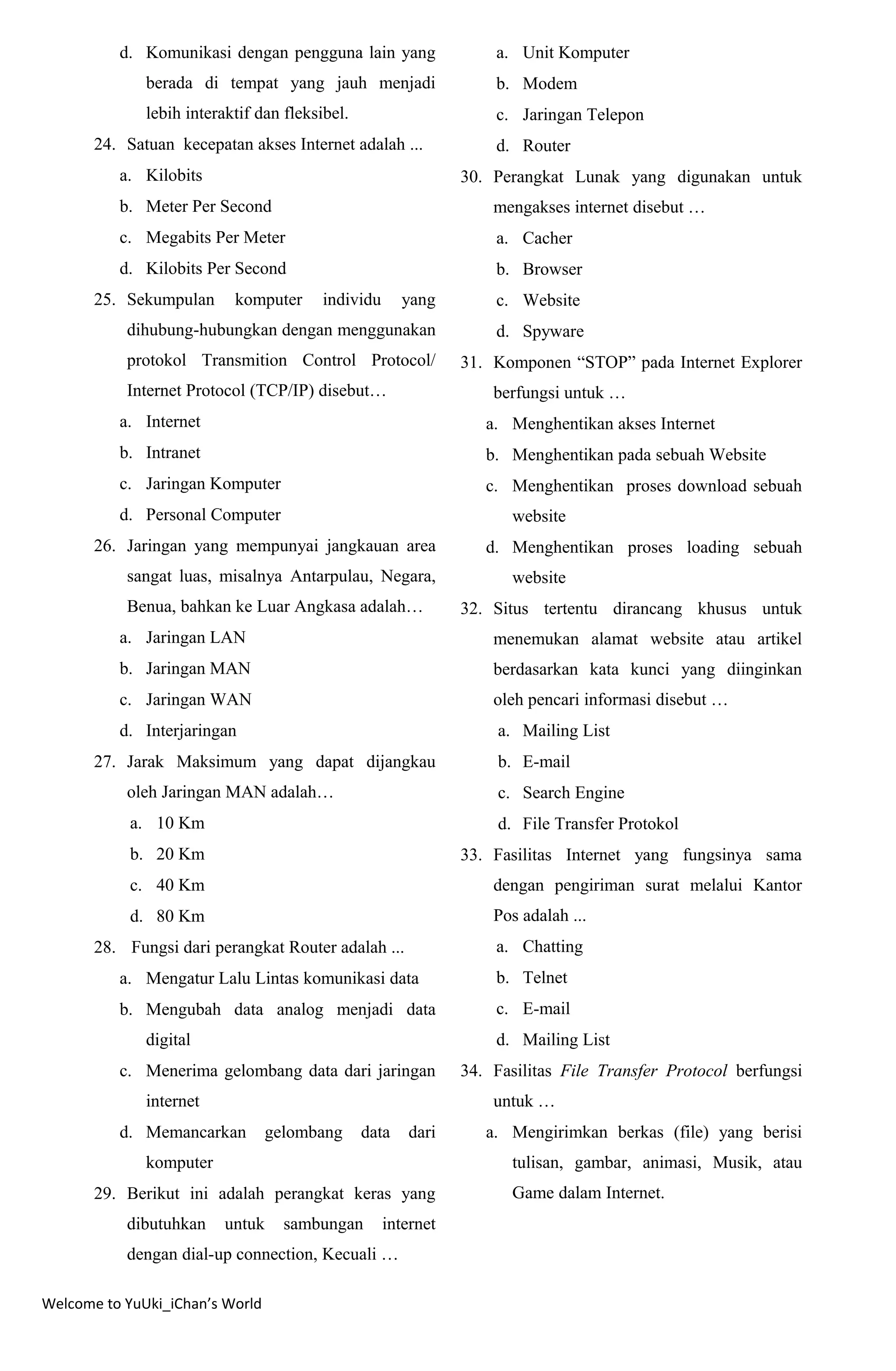 Soal uas tik kelas ix semester i | DOC