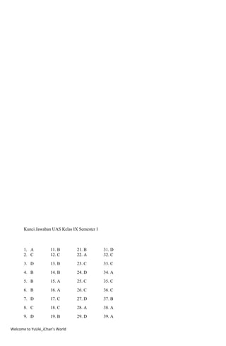 Soal uas tik kelas ix semester i | DOC