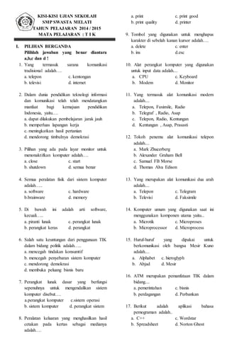 Soal uas tik smp | DOCX
