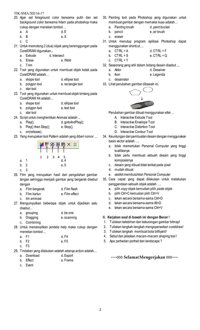 Soal uas tik xii 16 17 | PDF
