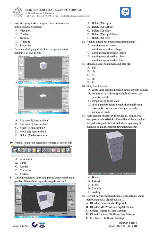 Soal uas x simdig smt genap 14 15 | PDF