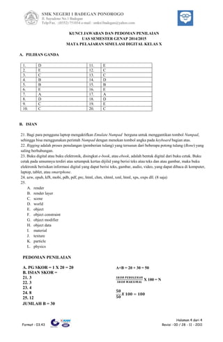 Soal uas x simdig smt genap 14 15 | PDF