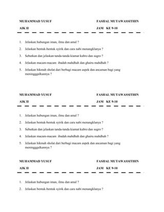 Soal ujian aik ii | DOC