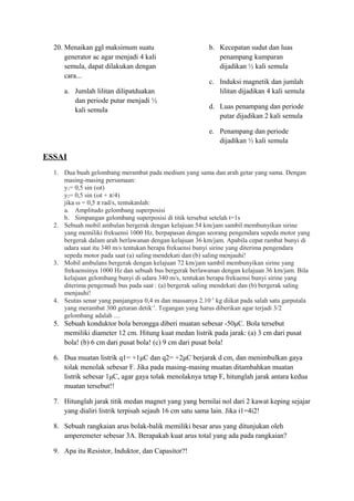 Soal ujian akhir fisika semester ganjil kelas xii ipa | DOC