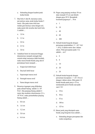 Soal ujian akhir fisika semester ganjil kelas xi ipa | PDF