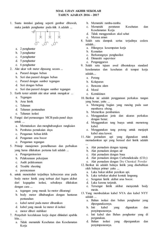 Soal ujian akhir sekolah | PDF