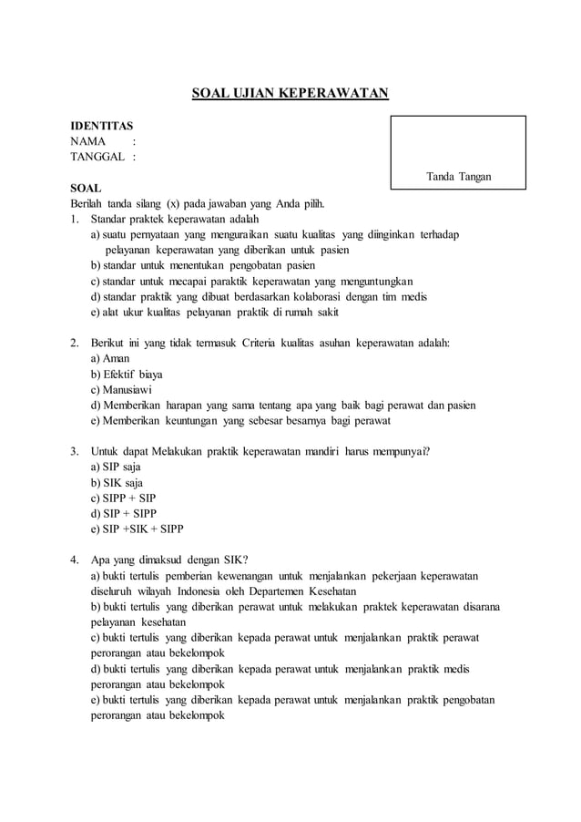 Soal ujian keperawatan | PDF