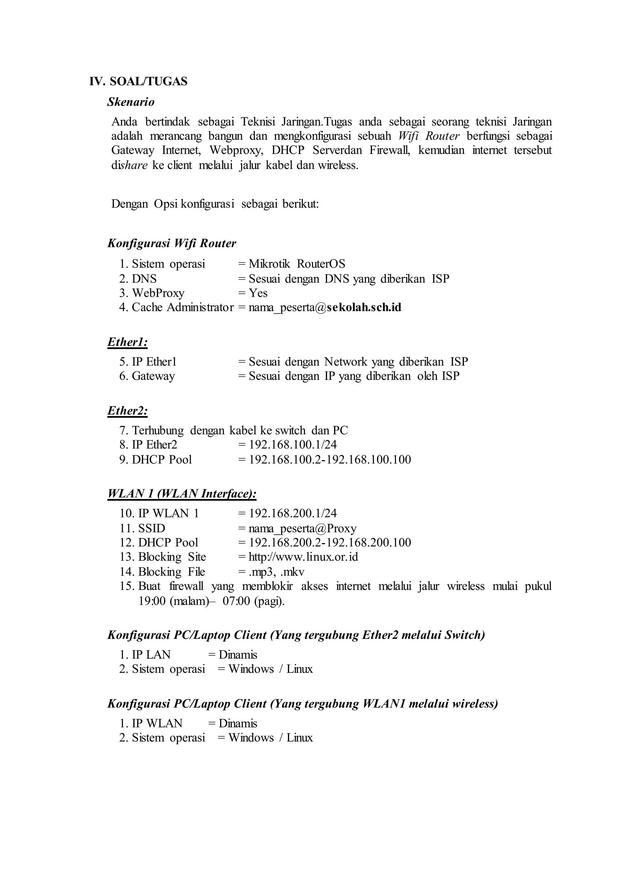 Soal ujian mid kelas 12 tkj | PDF
