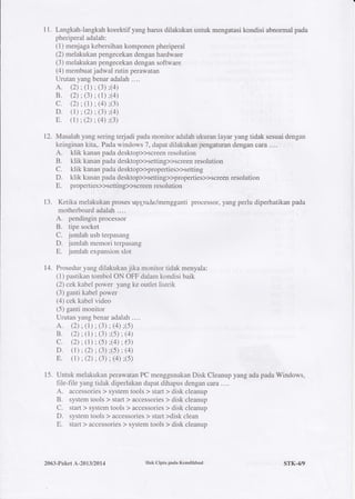 Soal ujian nasional smk 2013 2014 tkj paket a | PDF