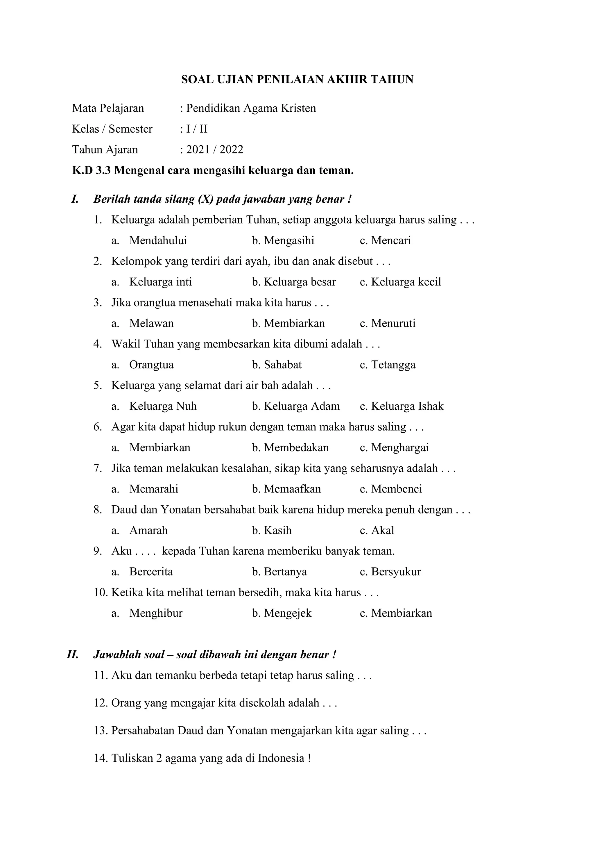 SOAL UJIAN Agama Kristen KELAS 1SD 21-22.pdf