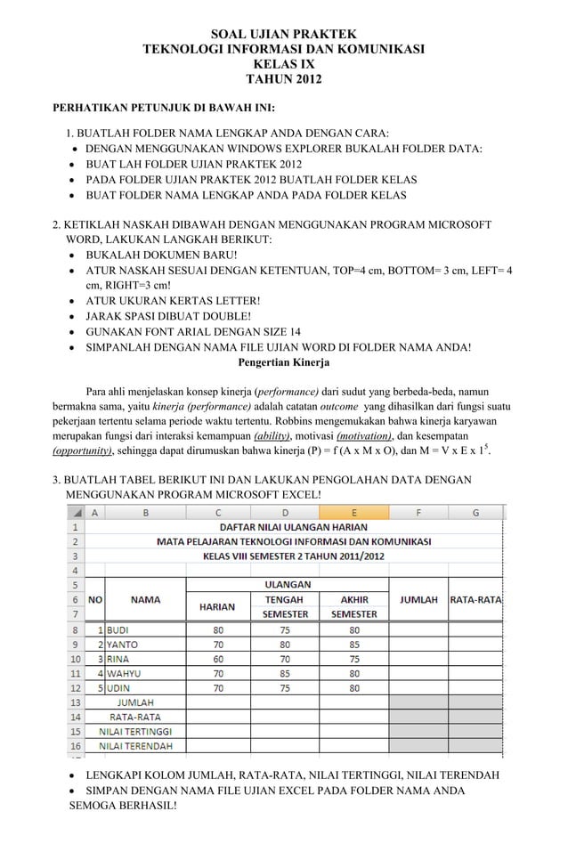Soal ujian praktek | DOCX
