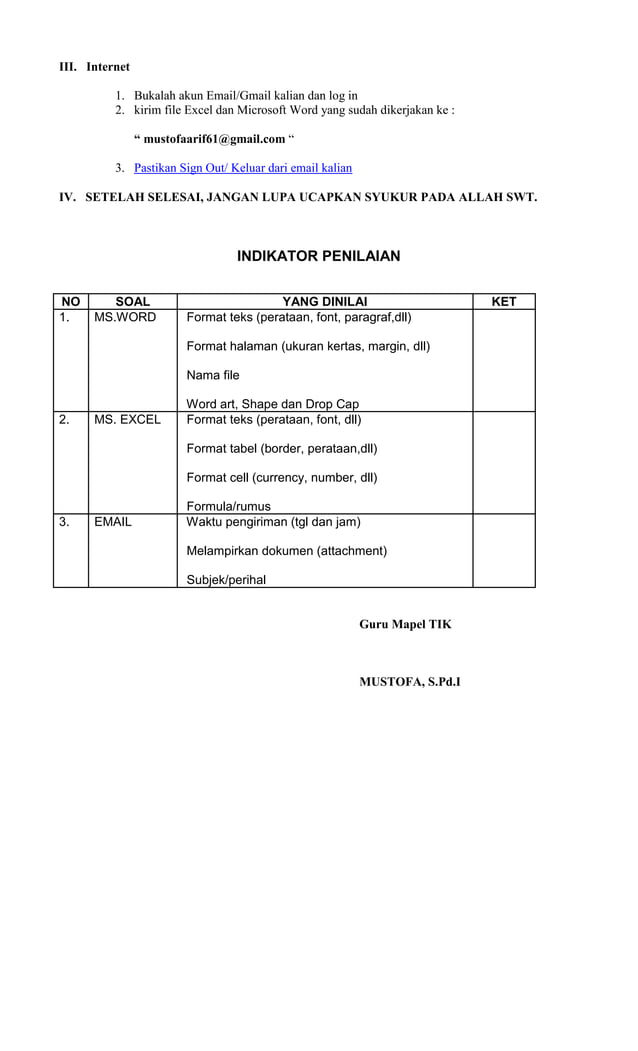 SOAL UJIAN PRAKTIK TIK KELAS IX.doc