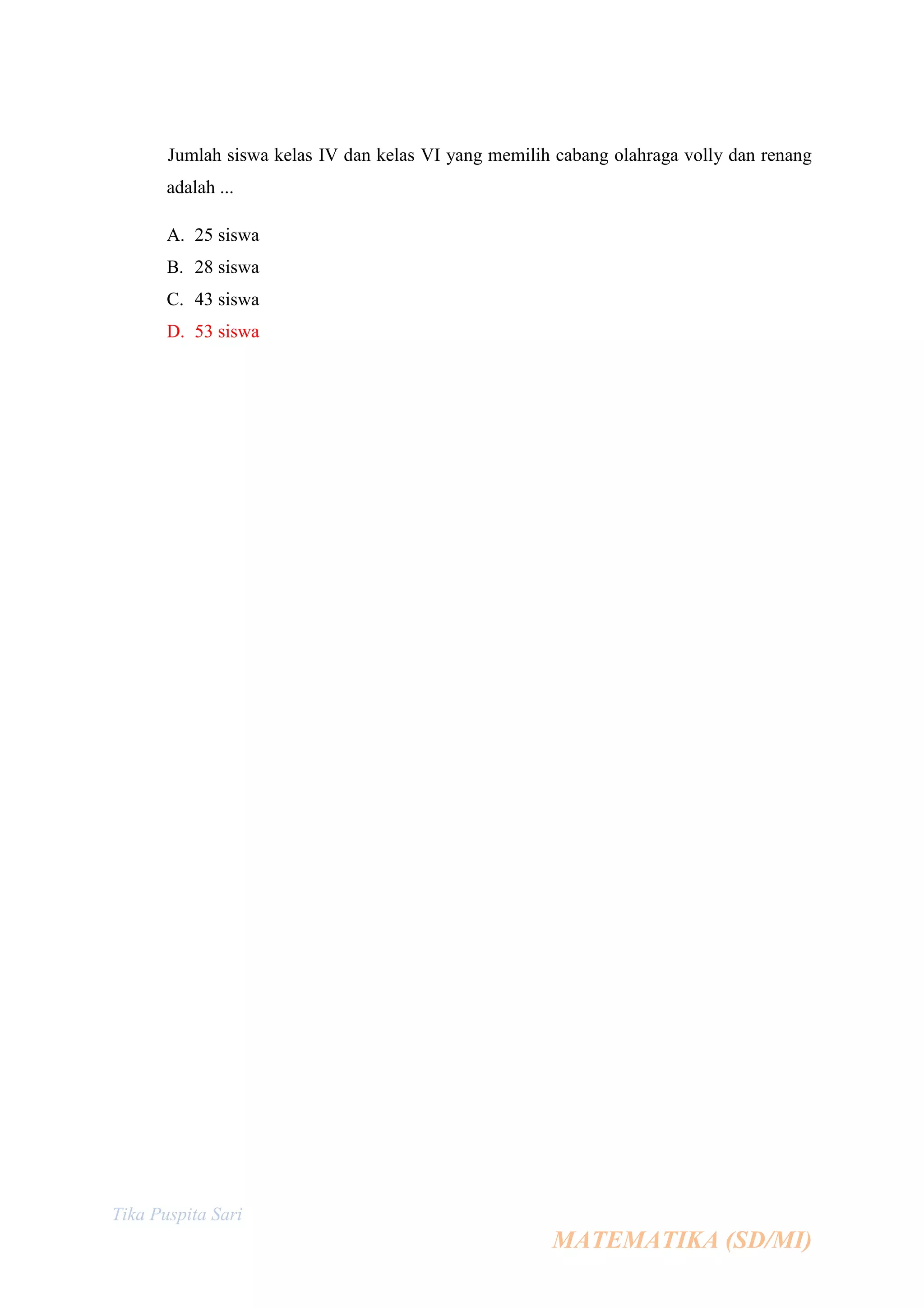 Soal ujian sekolah matematika sd dan mi | PDF