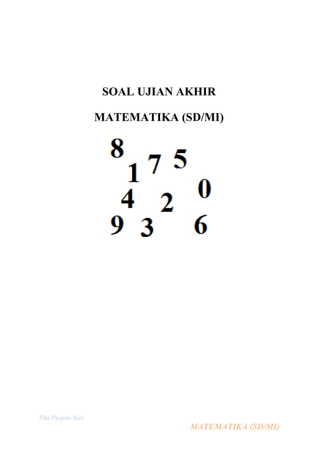 Soal ujian sekolah matematika sd dan mi | PDF