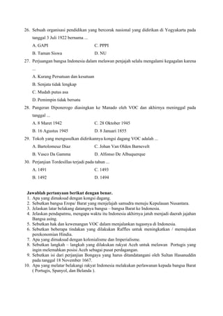SOAL UJIAN SEMESTER GANJIL SEJARAH INDONESIA KELAS X1.docx