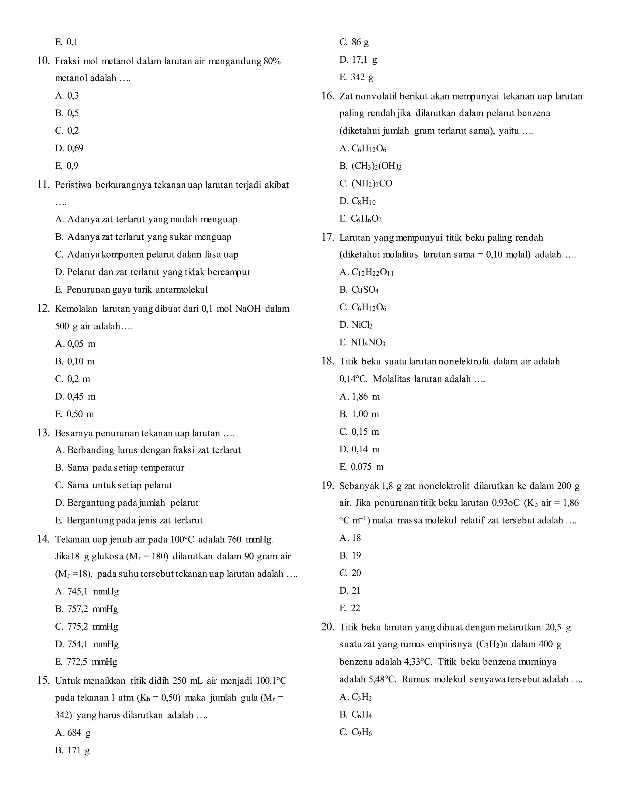 Soal ujian tengah semester kimia | PDF Soal ujian tengah semester kimia | PDF