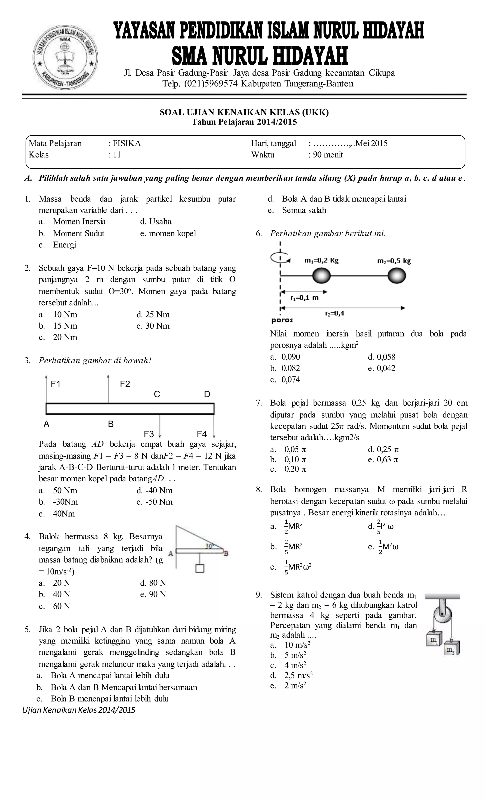 Soal ukk fisika 11 | DOCX
