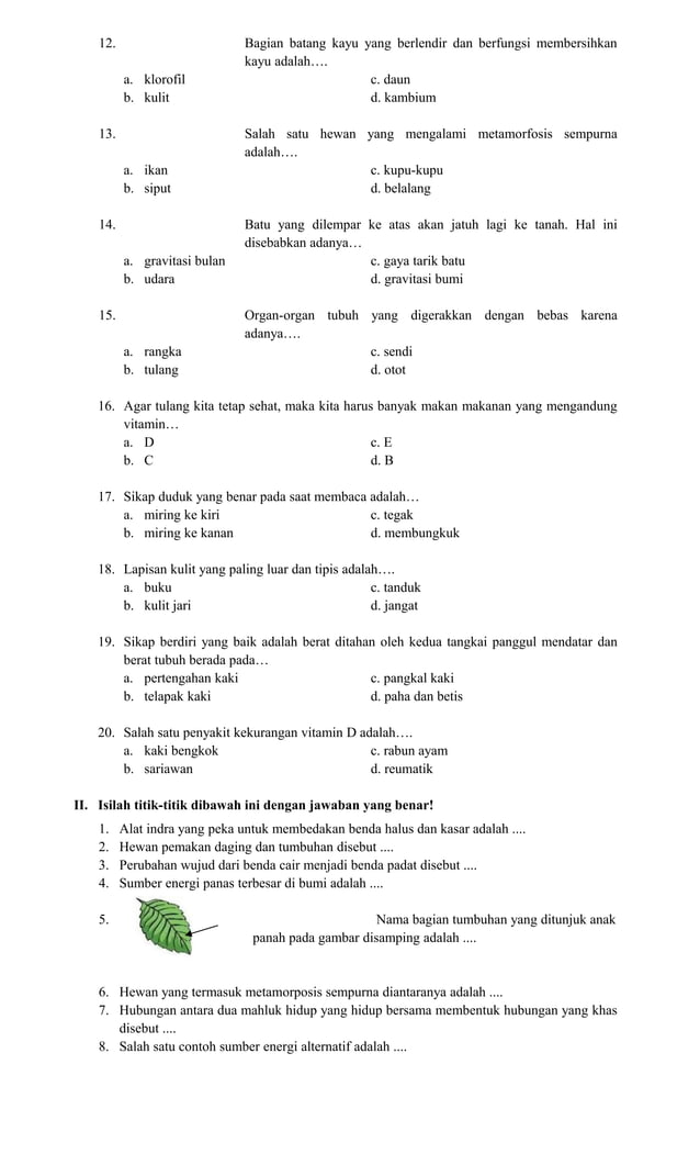 Soal ukk ipa kelas 4 | DOC