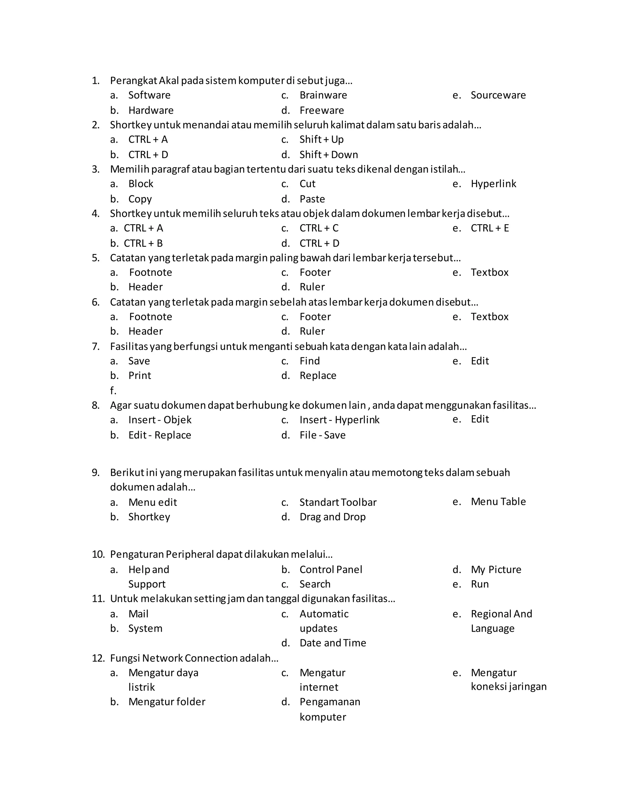 Soal ukk kelas x | PDF